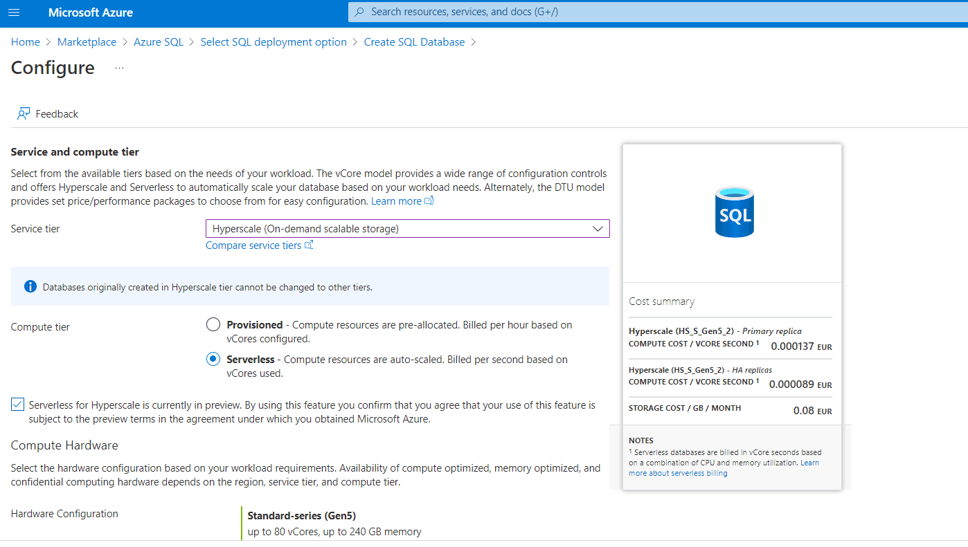 Microsoft Announces the Preview of Serverless for Hyperscale in Azure SQL Database - InfoQ